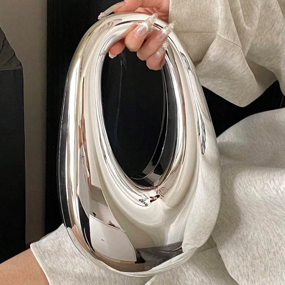 Bags | Acrylic Metallic Silver Handbag | Poshmark
